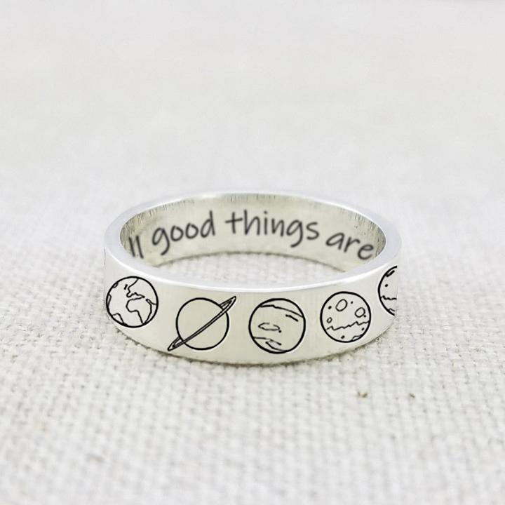 925 Sterling Silver Personalized Planets Ring Solar System Planets Rin ...