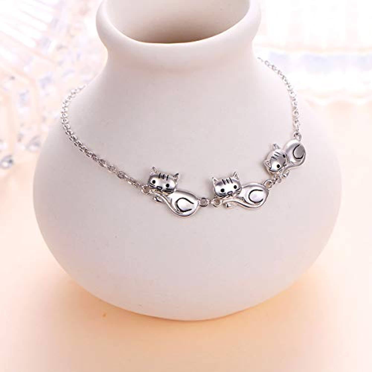 Paw Print Anklet, Sterling Silver Beaded Ankle Bracelet, Good Luck Cha ...