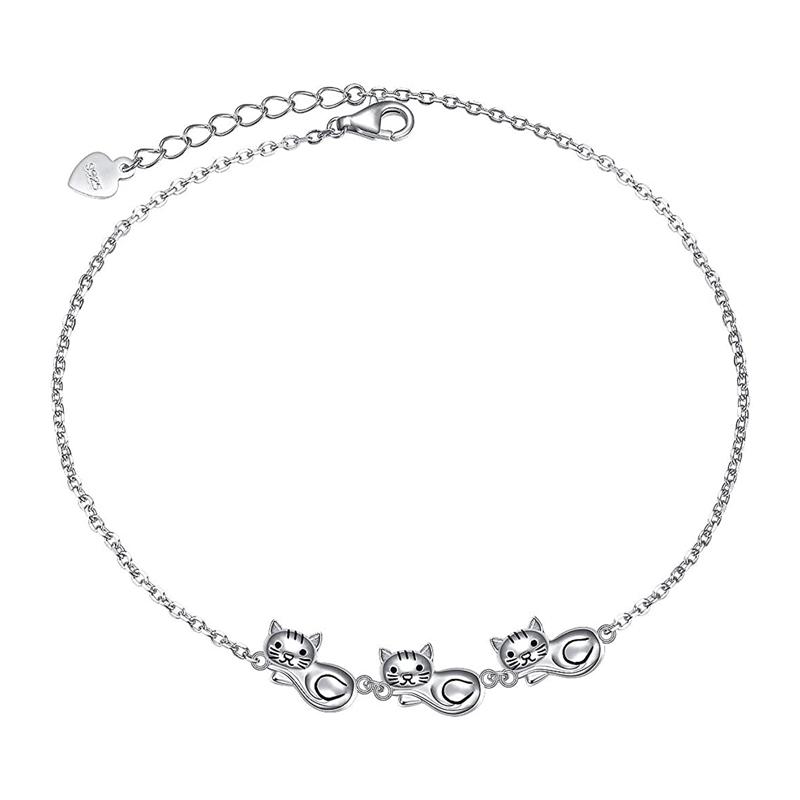 Paw Print Anklet, Sterling Silver Beaded Ankle Bracelet, Good Luck Cha ...